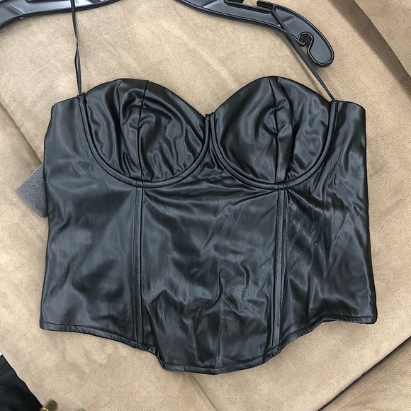 Zara | Tops | Zara Faux Leather Corset Top | Poshmark
